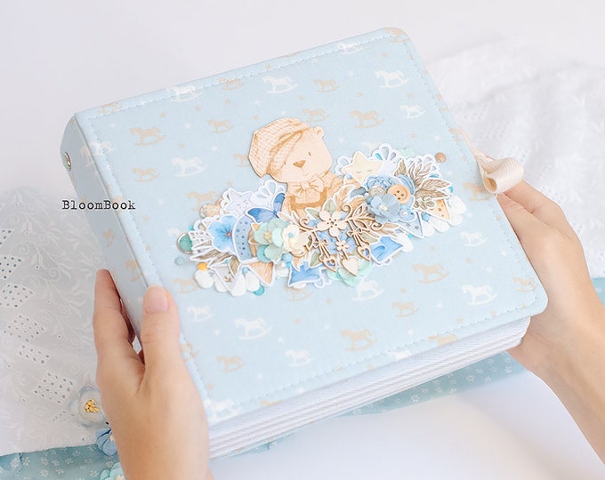 Personalized Baby Memory Book Boy, Personalized Baby Photo Album Boy ...