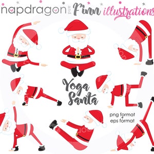 BUY5GET5 Yoga Santa Clipart, Christmas Clipart, Christmas Yoga, Cute ...