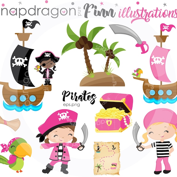 Girl Pirate Clipart - Etsy