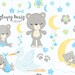 BUY5GET5 Blue Sleepy Bears Clipart, Boy Teddy Bear Clip Art, Boy Baby ...