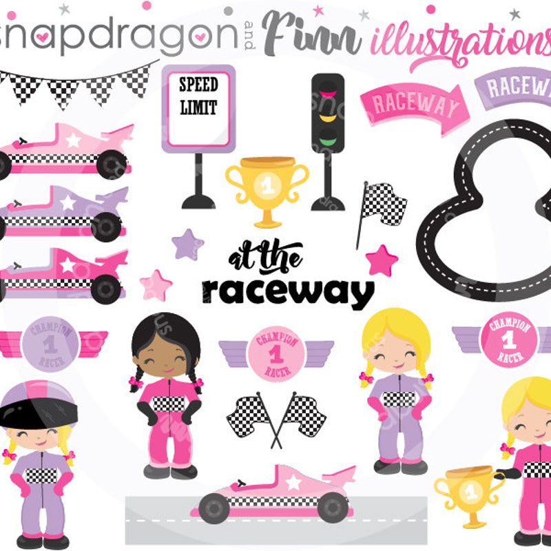 Pink Race Car Graphic - Etsy