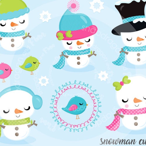 Cute Snowmen Snowman Clip Art Clipart for Personal and - Etsy