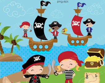 Pirate Clipart Pirate Boy and Girl digital clip art Pirate | Etsy