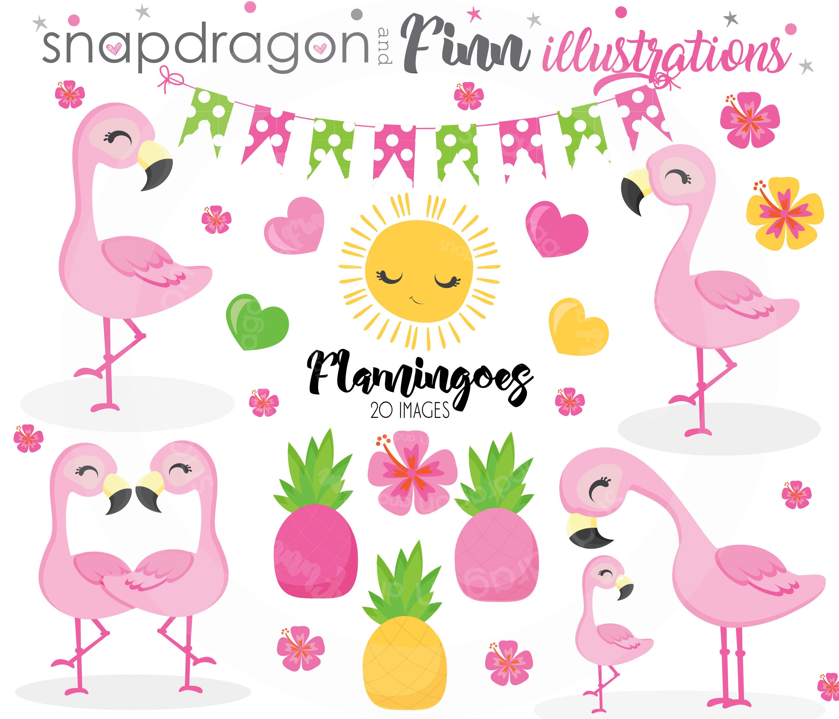 BUY5GET5 Flamingo Clipart Cute Flamingo Flamingo Baby Pink | Etsy