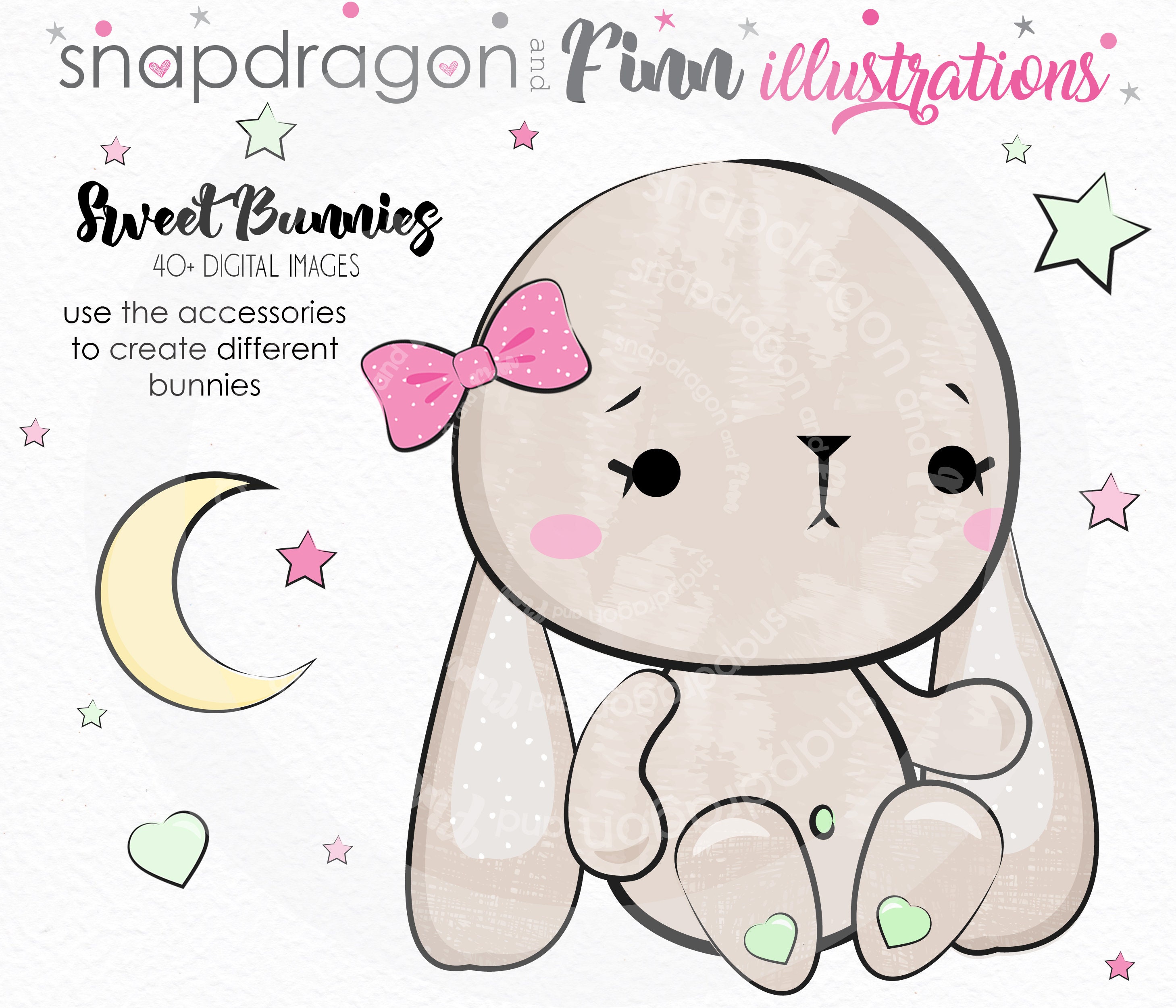BUY5GET5 Sweet Bunnies Clipart Cute Bunny Clipart Baby Bunny - Etsy