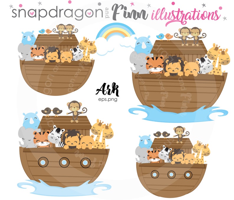 BUY5GET5 Ark Clipart Noah's Ark Clip Art Ark Animals - Etsy