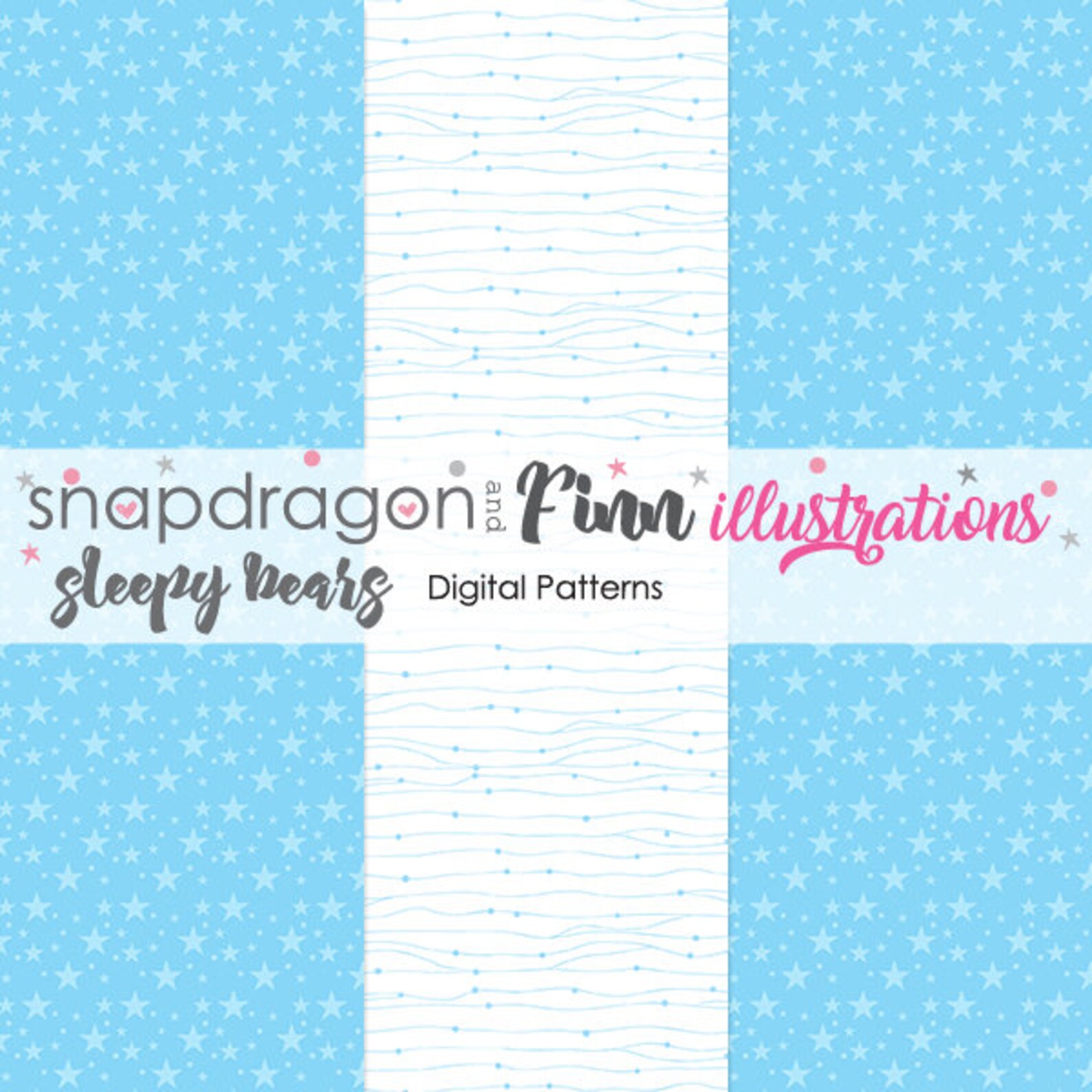 BUY5GET5 Blue Sleepy Bears Digital Papers, Cute Bear Pattern, Patchwork ...