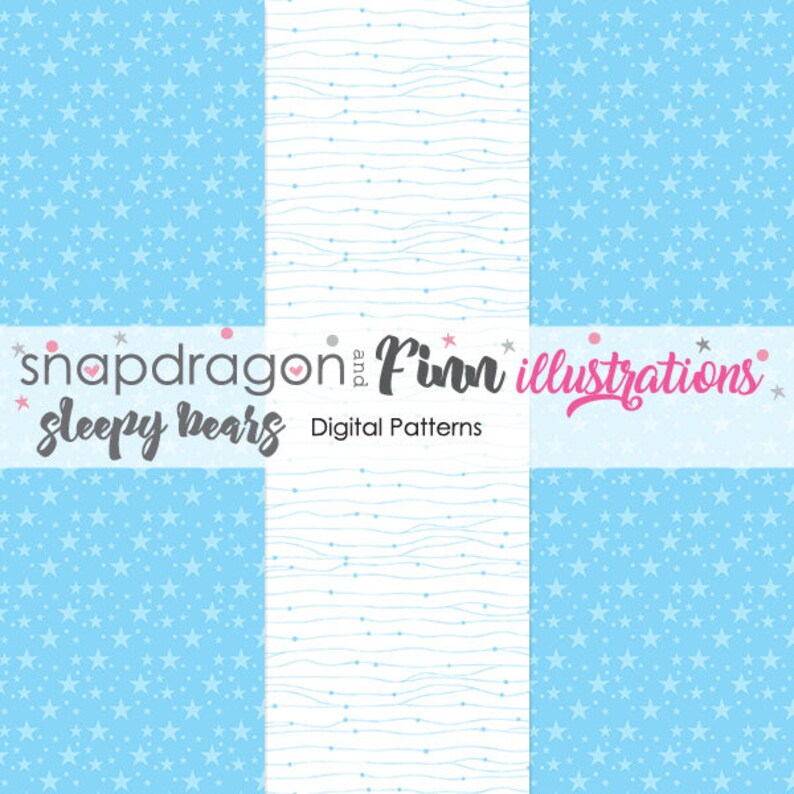 BUY5GET5 Blue Sleepy Bears Digital Papers, Cute Bear Pattern, Patchwork ...