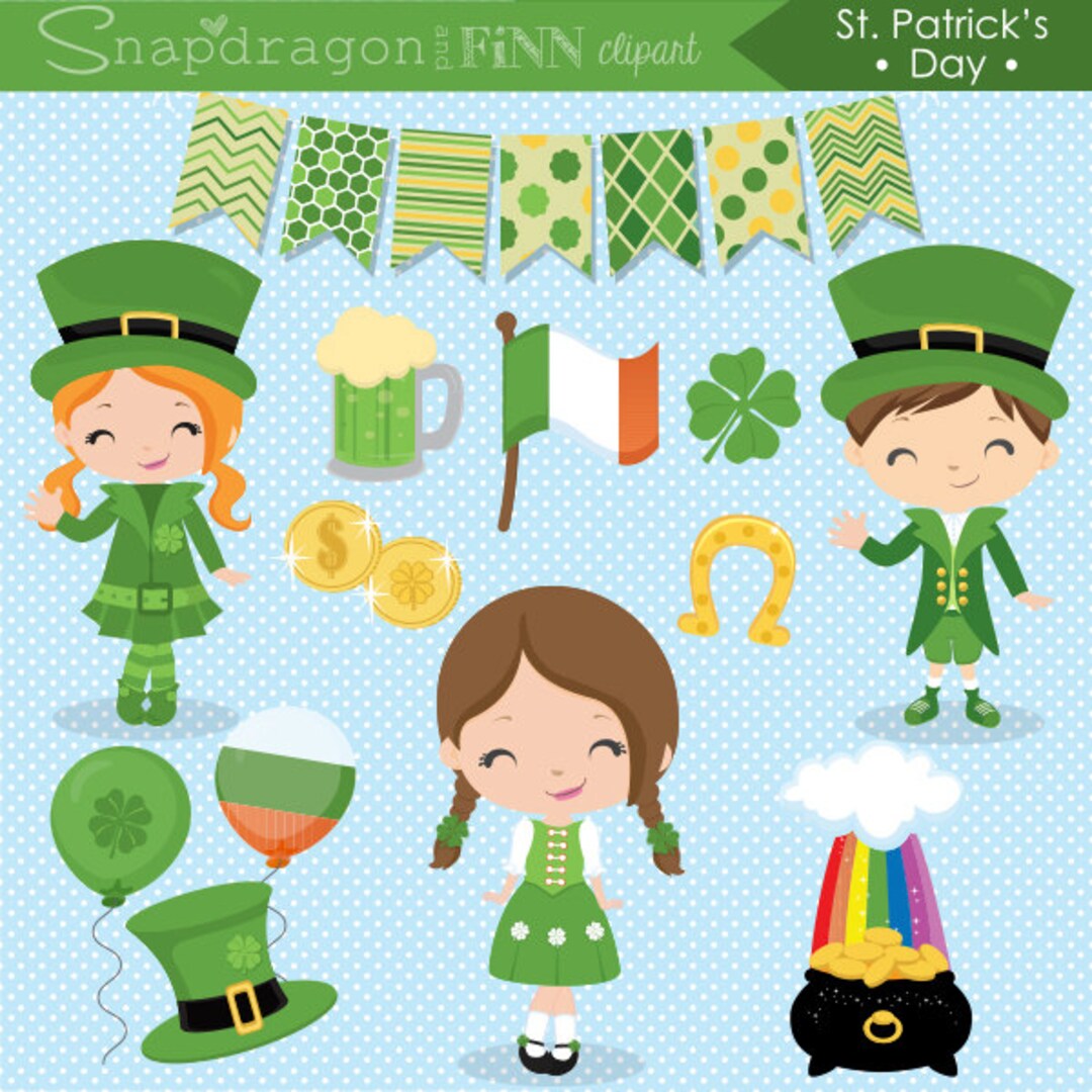 BUY5GET5 St Patricks Day Clipart, Irish Clipart, Irish Kids Clipart, St ...