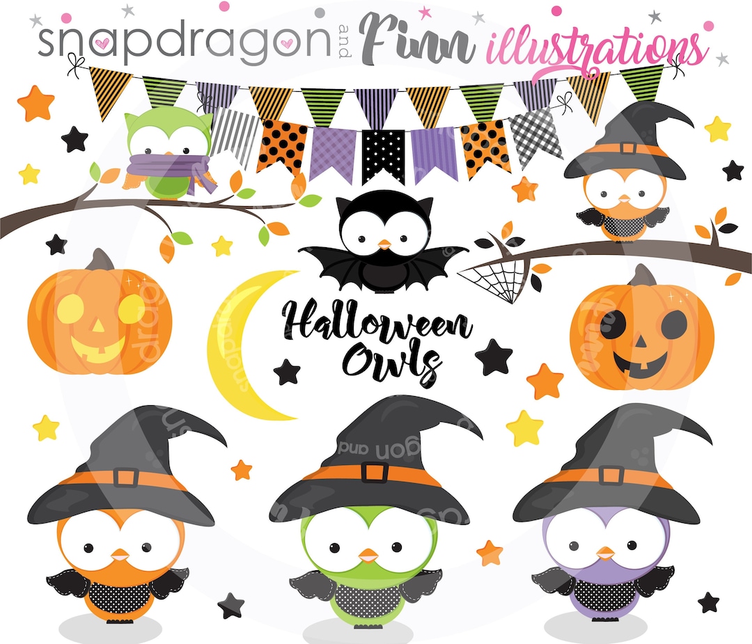 BUY5GET5 Halloween Owl Clipart, Halloween Clipart, Owl Clipart ...