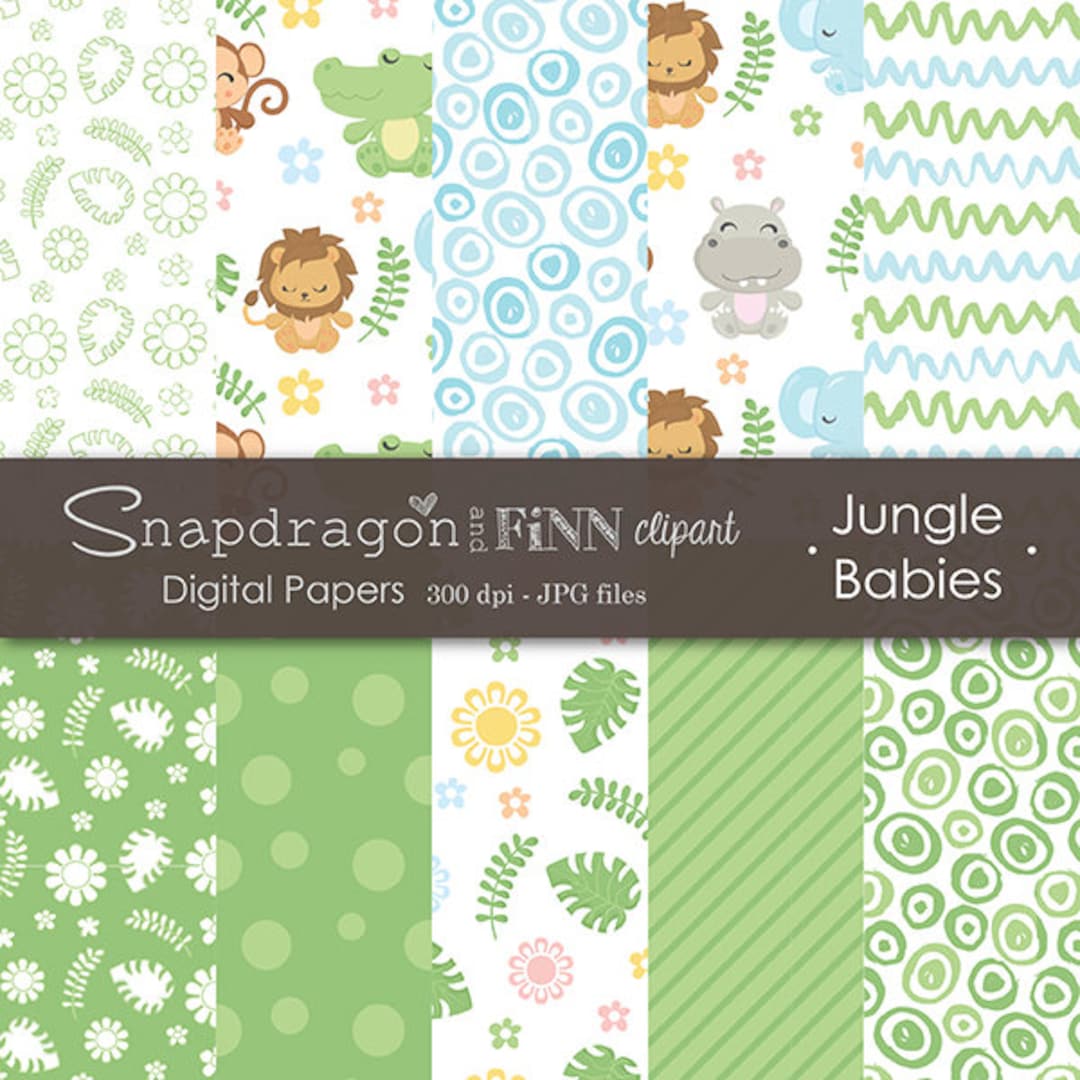 BUY5GET5 Baby Animal Digital Papers, Jungle Animal Digital Papers ...