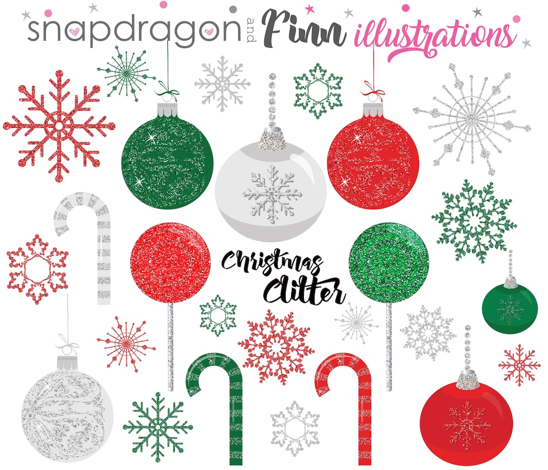 BUY5GET5 Red Glitter Snowflake Clipart, Christmas Clipart, Glitter ...