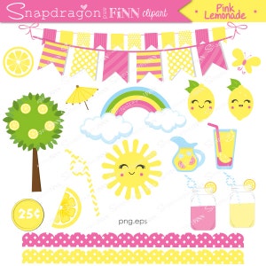 BUY5GET5 Pink Lemonade Clipart, Lemonade Stand Clipart, Pink Lemonade ...