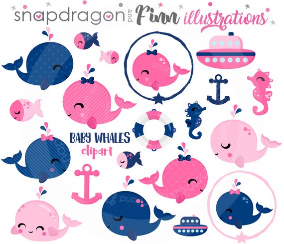 Pink Baby Whale Clipart