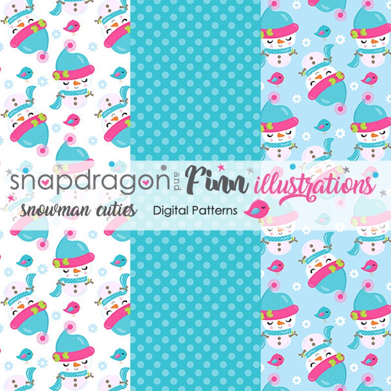 BUY5GET5 Snowman Digital Papers Winter Digital Papers Cute - Etsy