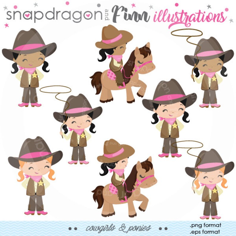 BUY5GET5 Pink Cowgirl Clipart, Pink Western Clipart, Western Girl ...