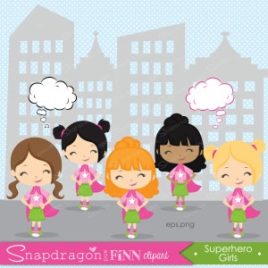 BUY5GET5 Pink Superhero Girl Clipart, Girl Superhero, Speech Bubble ...