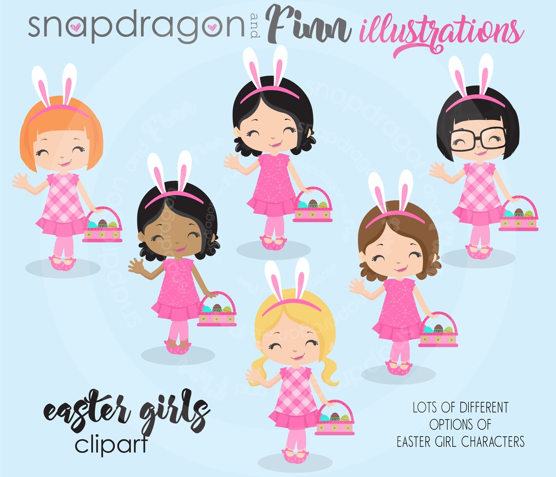 BUY5GET5 Easter Clipart Easter Girls Clipart Easter Clip - Etsy
