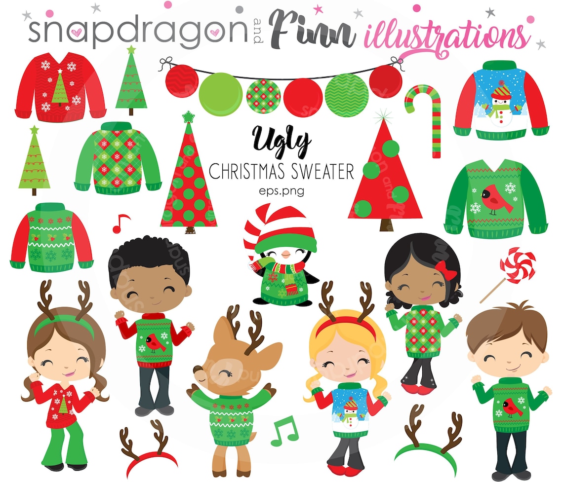 BUY5GET5 Ugly Christmas Sweater Clipart Christmas Clipart - Etsy