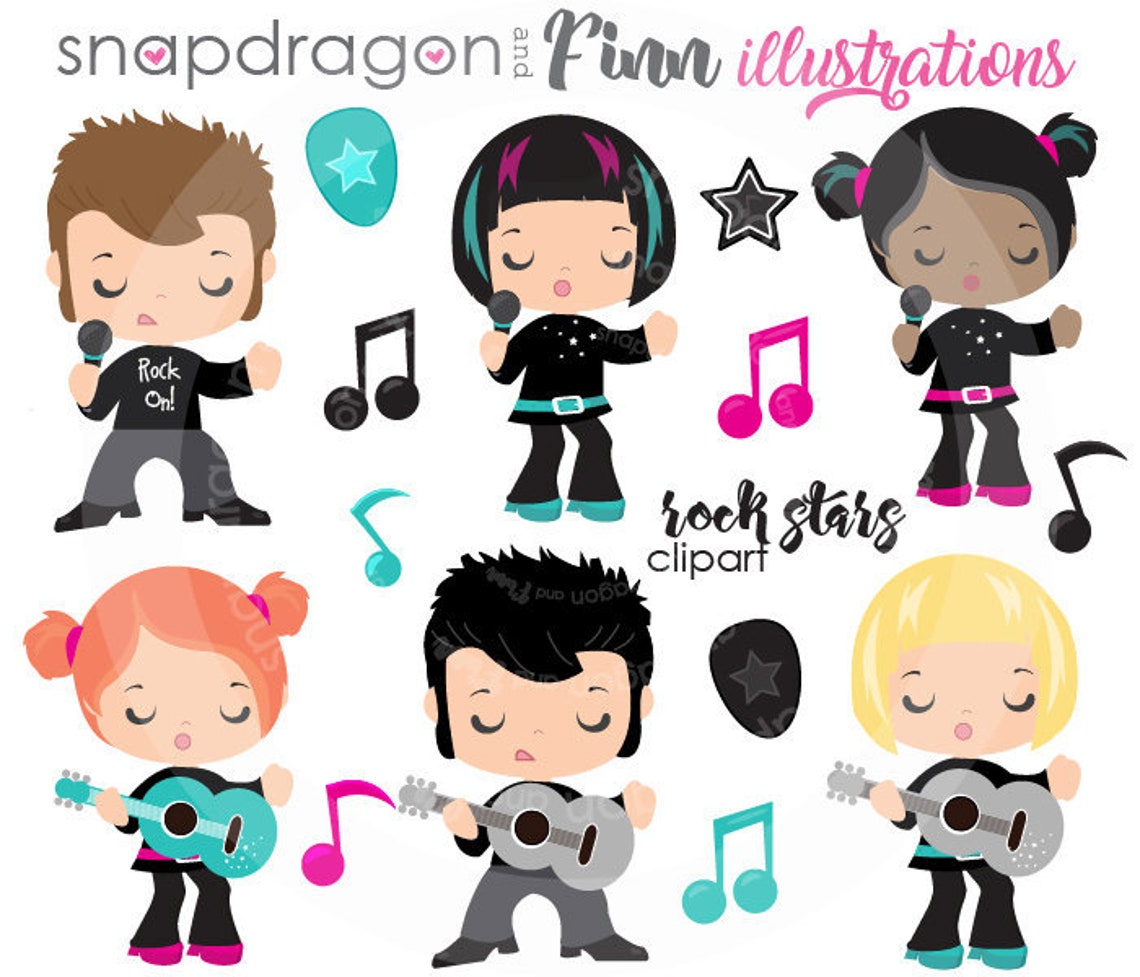 BUY5GET5 Rock Stars Clip Art Karaoke Clip Art Music Clip - Etsy