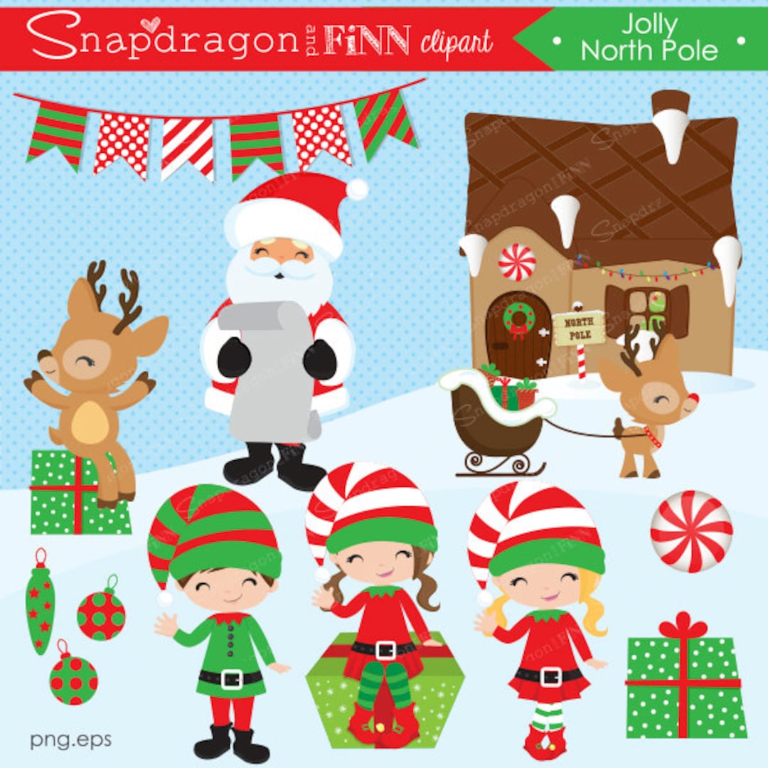 BUY5GET5 Christmas Clipart, Santa Clipart, Elf Clipart, Reindeer ...