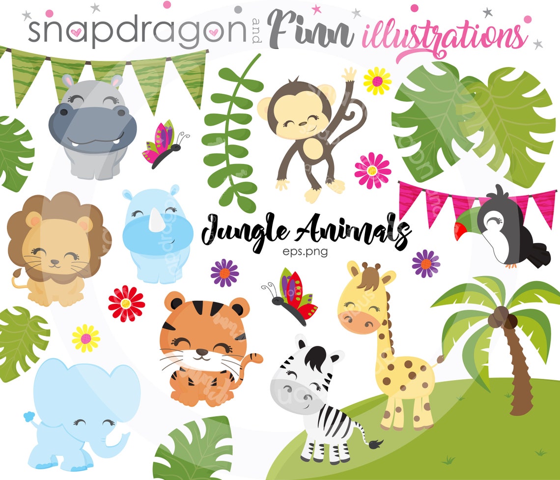 BUY5GET5 Jungle Animals Clipart Jungle Clipart Safari | Etsy