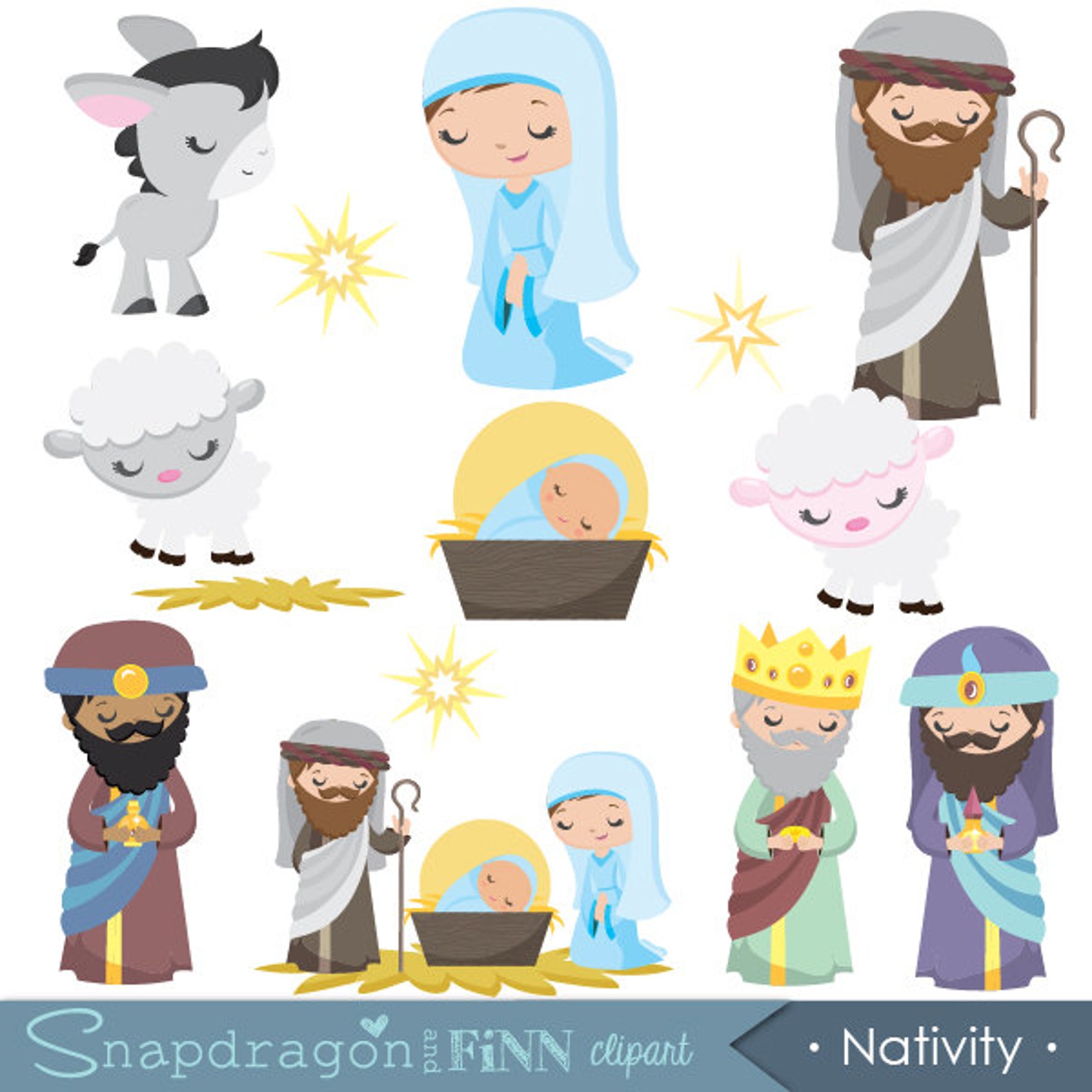 BUY5GET5 Nativity clipart Nativity clip art Christmas | Etsy