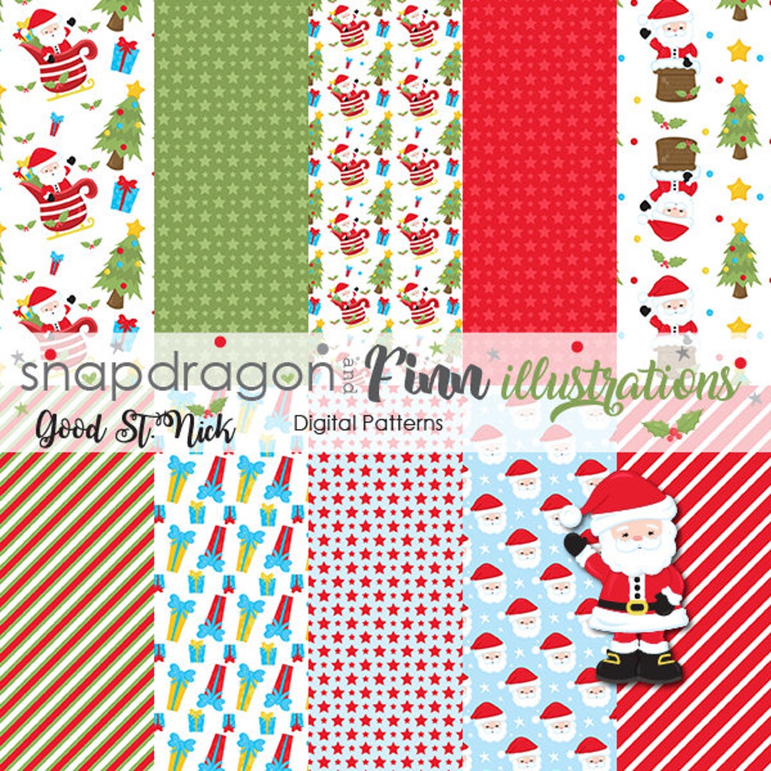 BUY5GET5 Santa Claus Digital Papers, Christmas Digital Papers ...