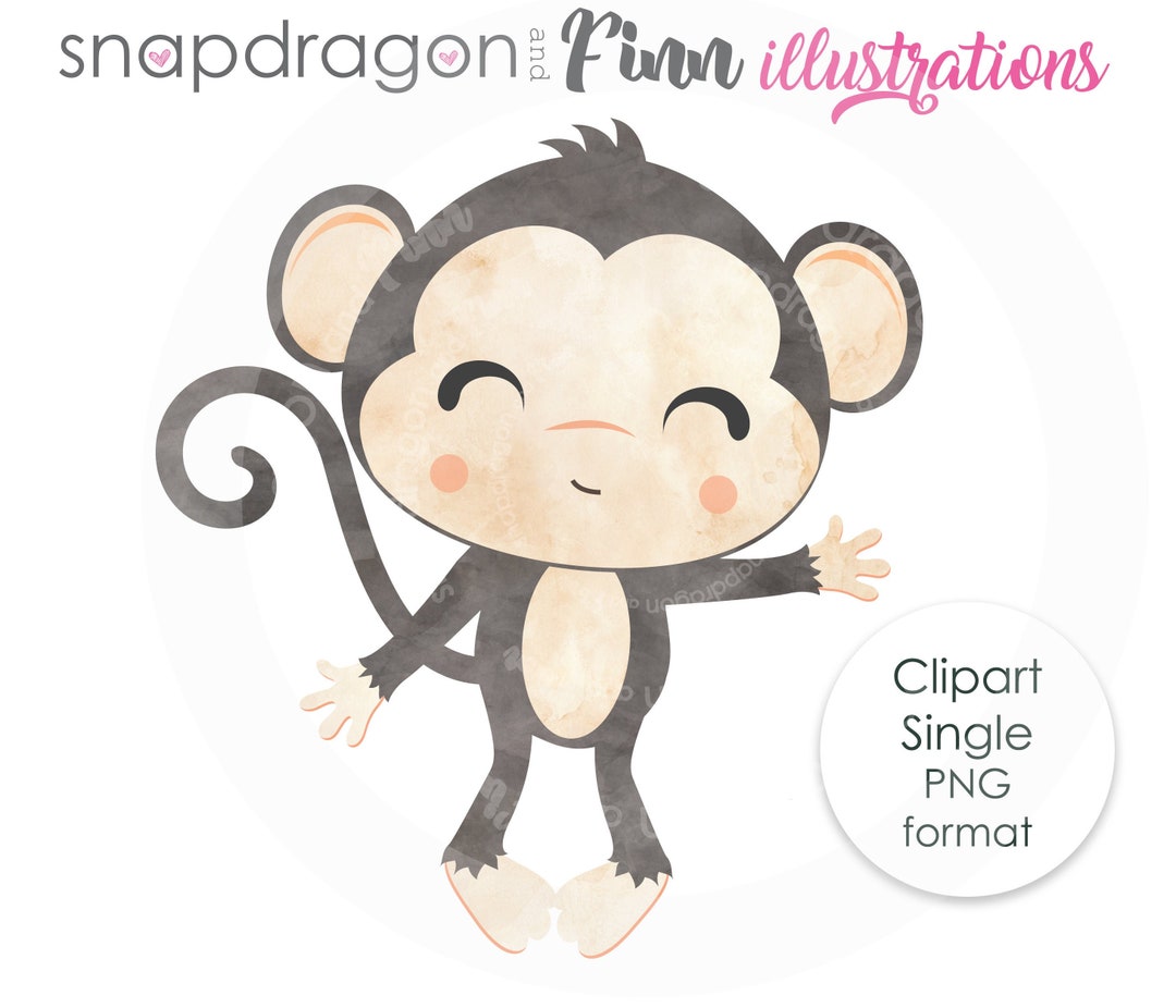 Monkey Boy Clipart, Watercolor Monkey Clip Art, Boy Monkey Illustration ...