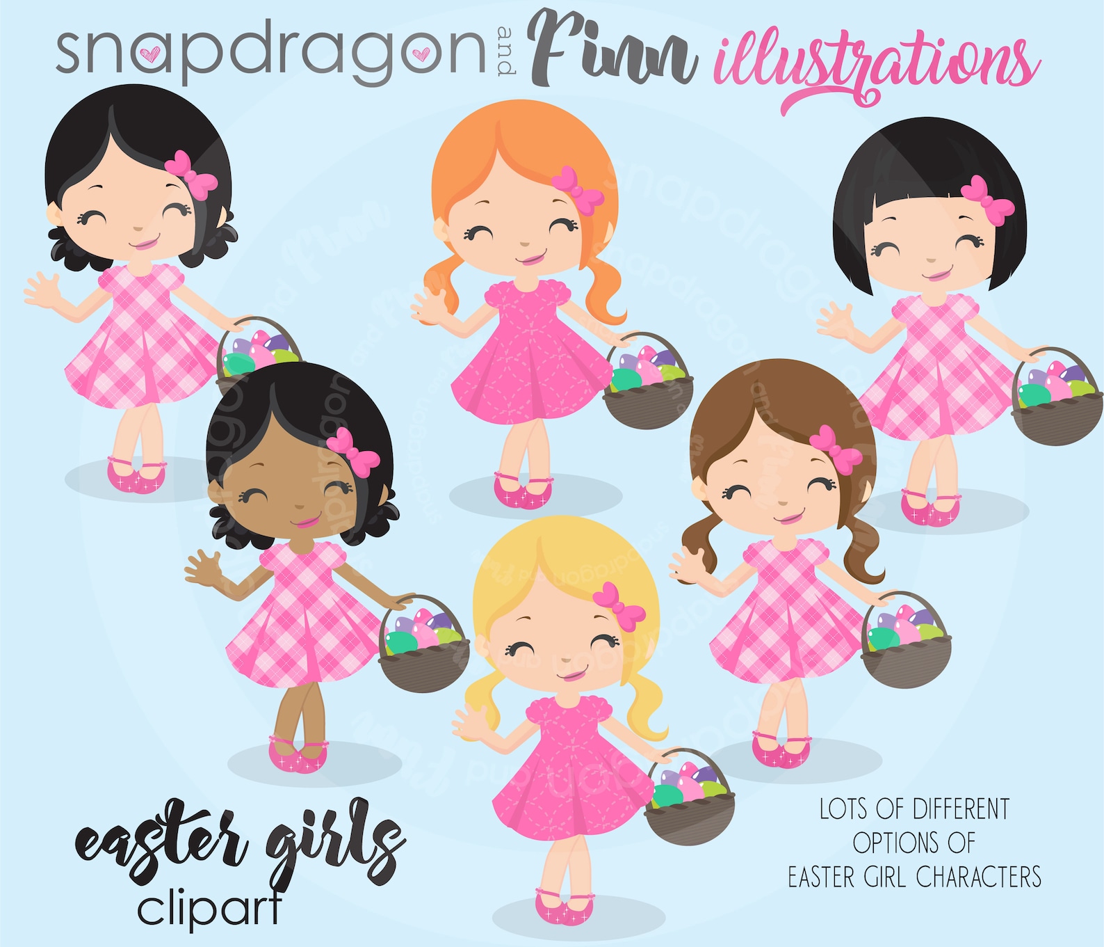 BUY5GET5 Easter Clipart Easter Girls Clipart Easter Clip - Etsy