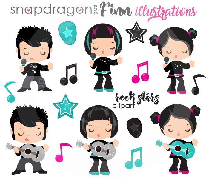 BUY5GET5 Rock Stars Clip Art Karaoke Clip Art Music Clip | Etsy