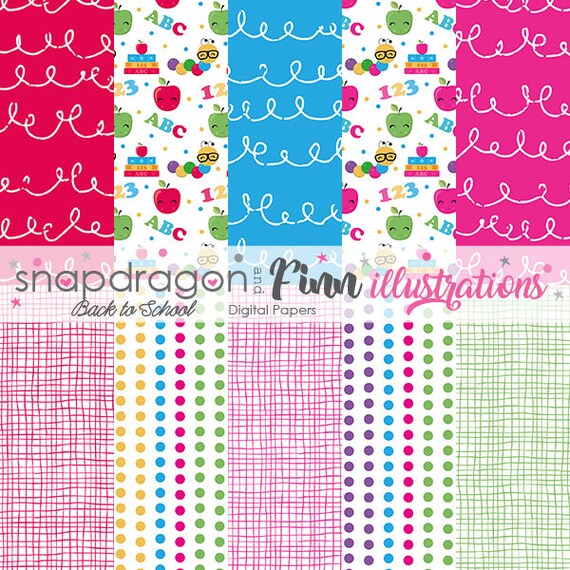 BUY5GET5 School Digital Papers Back to School Papers ABC | Etsy