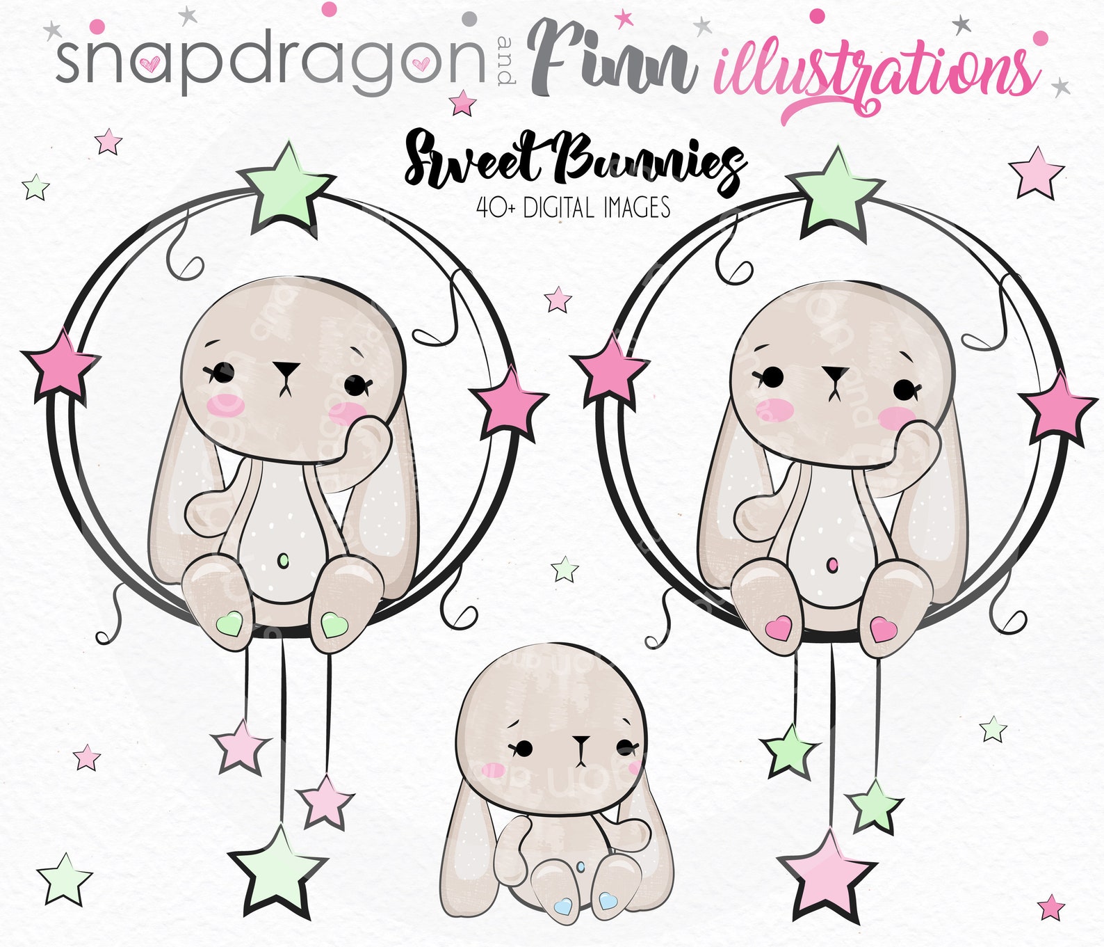 BUY5GET5 Sweet Bunnies Clipart Cute Bunny Clipart Baby Bunny - Etsy