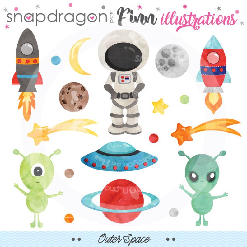BUY5GET5 Space Clipart, Outer Space Clipart, Spaceship Clipart ...