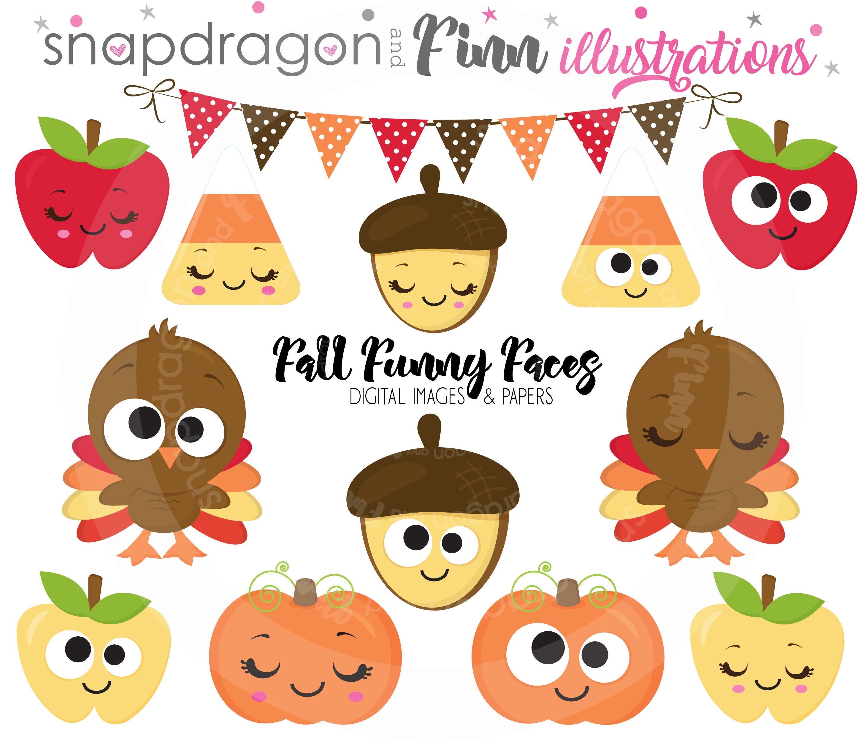 BUY5GET5 Cute Fall clipart Autumn clipart Thanksgiving | Etsy
