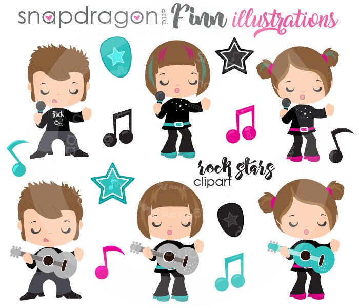 BUY5GET5 Rock Stars Clip Art Karaoke Clip Art Music Clip - Etsy