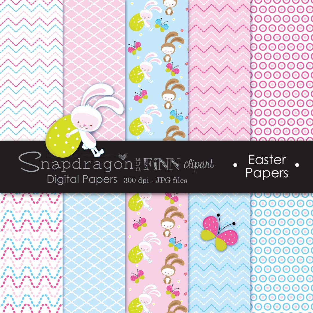 BUY5GET5 Easter Bunny Papers, Easter Digital Papers, Easter Bunny ...