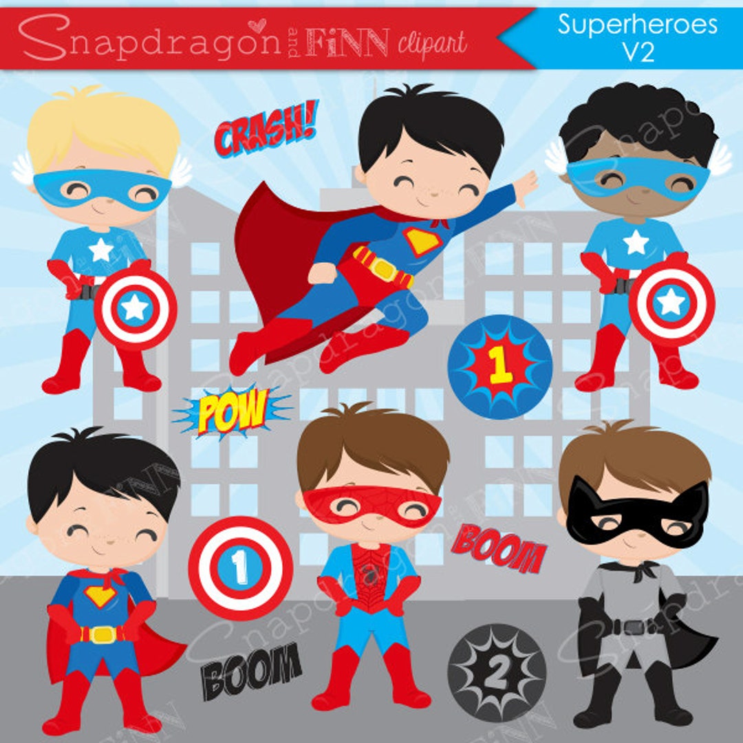 BUY5GET5 Superhero Boys Clipart, Hero Clipart, Superhero Vector Clipart ...