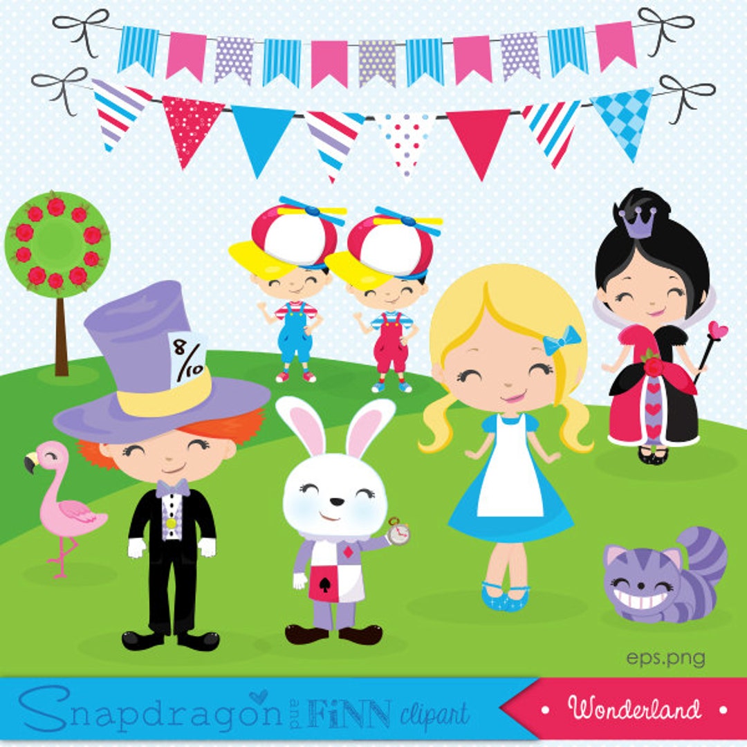 BUY5GET5 Pink Wonderland Clipart, Alice in Wonderland Clipart, Vector ...