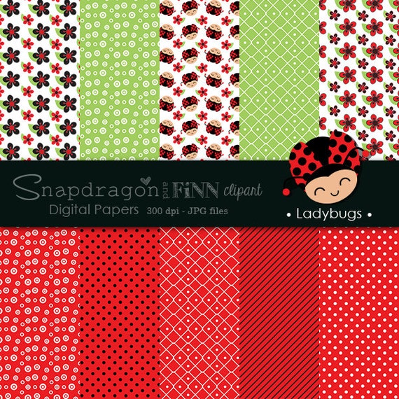 BUY5GET5 Ladybug Papers Digital Papers Cute Ladybug Papers | Etsy