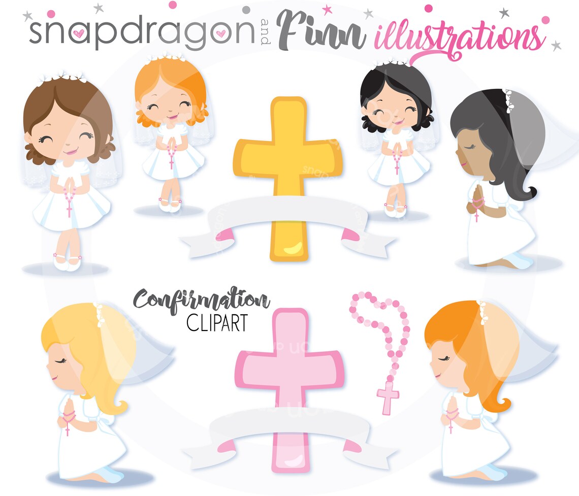BUY5GET5 Confirmation Clipart, First Communion Clipart, Religious ...