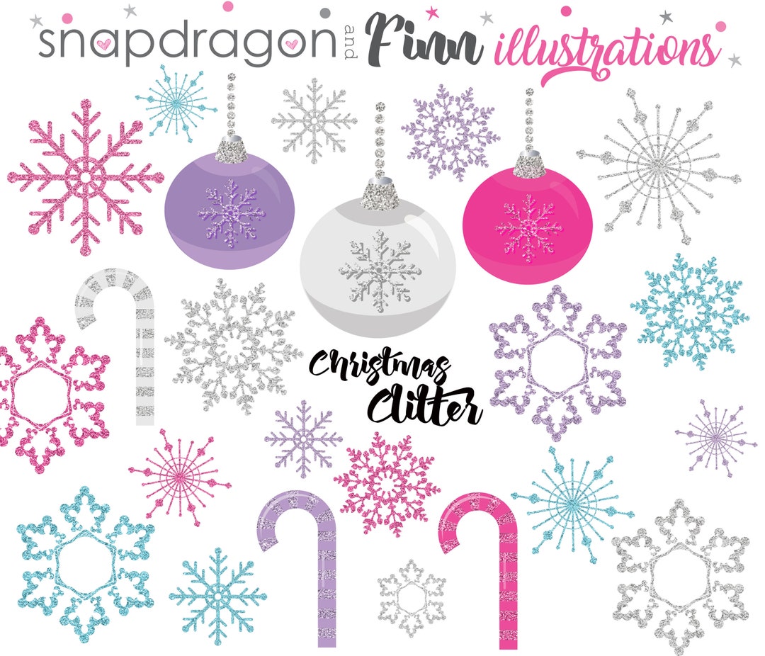 BUY5GET5 Glitter Snowflake Clipart, Christmas Clipart, Glitter ...