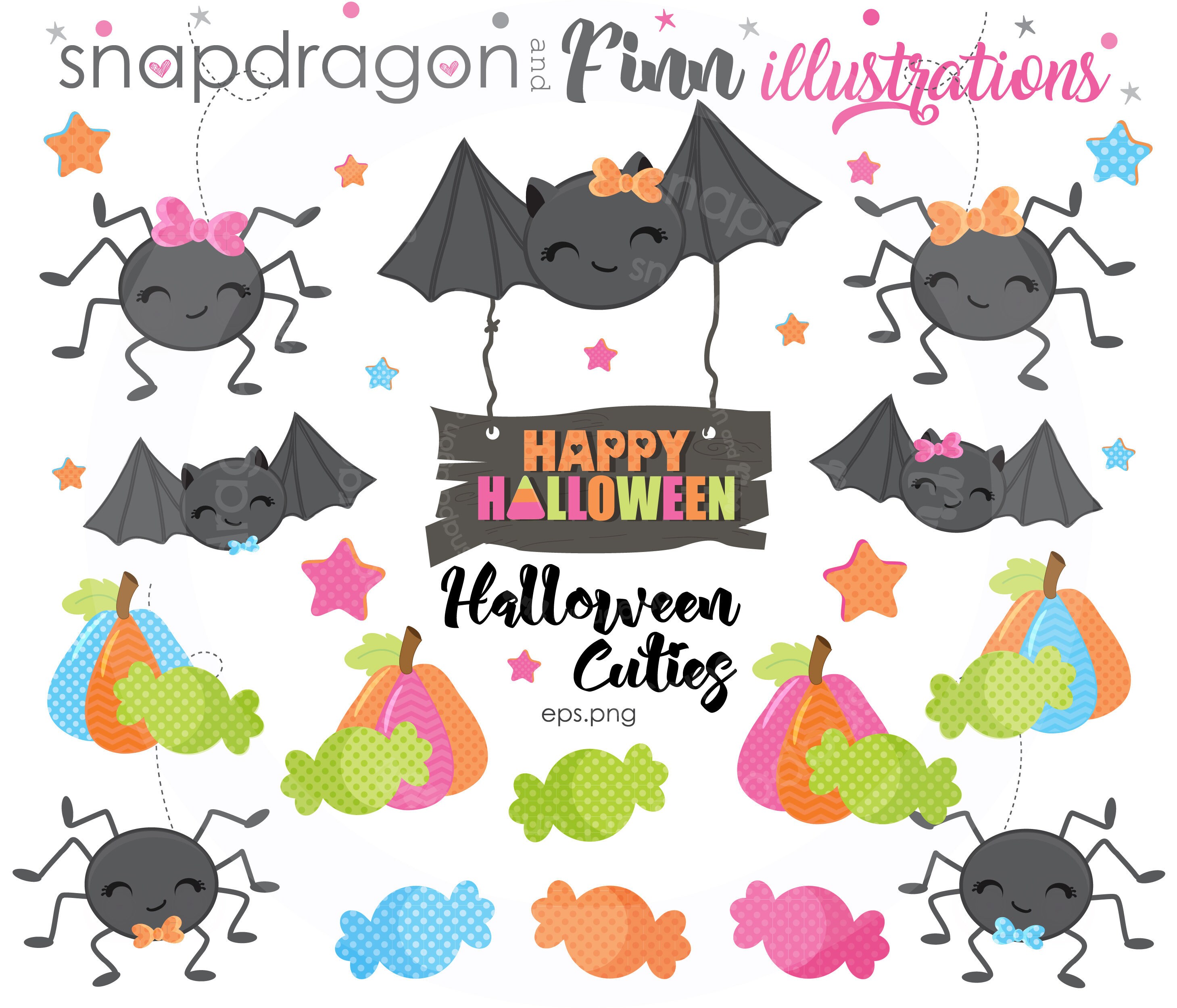 BUY5GET5 Halloween Cuties clipart Halloween clipart Spider | Etsy