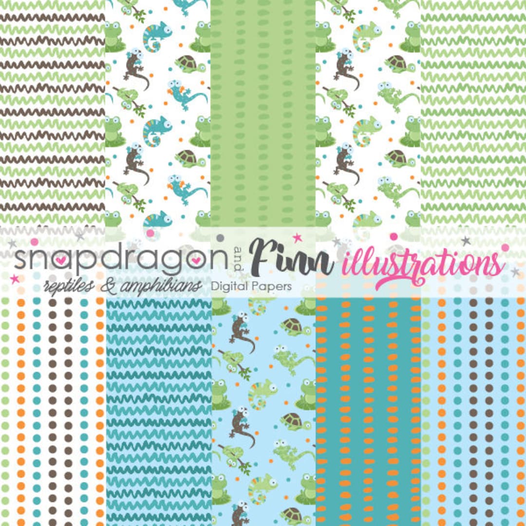 BUY5GET5 Reptile Digital Papers, Lizard Digital Papers, Snake Digital ...