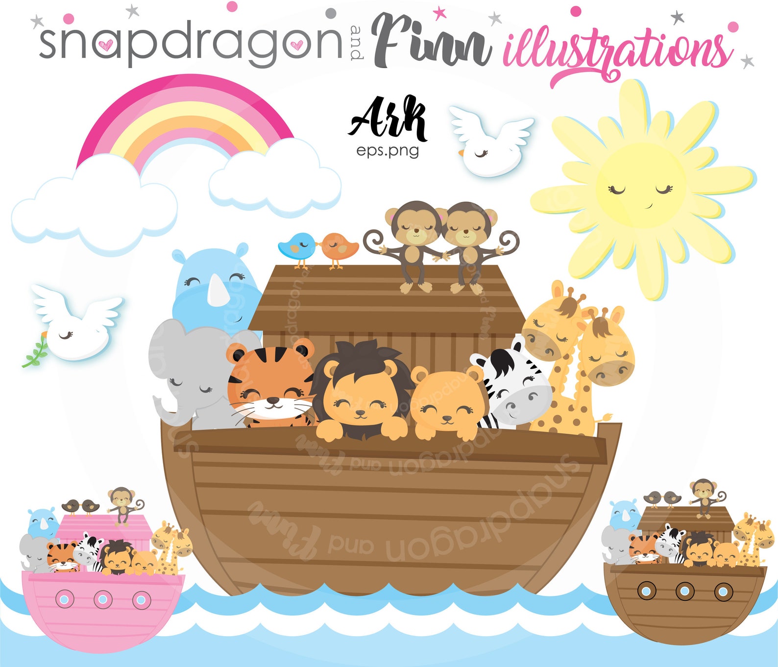 BUY5GET5 Ark Clipart Noah's Ark Clip Art Ark Animals | Etsy