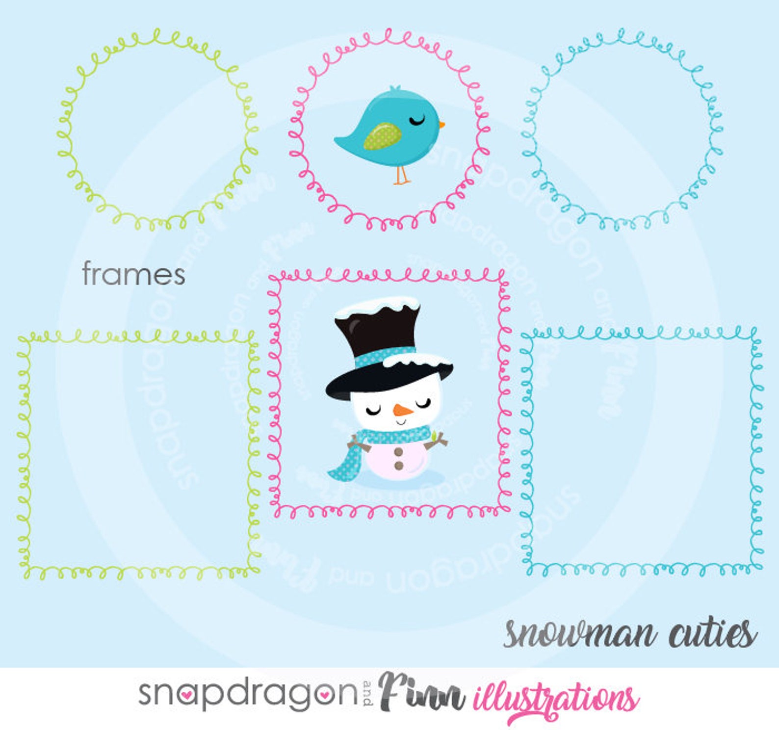 BUY5GET5 Snowman clipart winter clipart cute snowman clip | Etsy