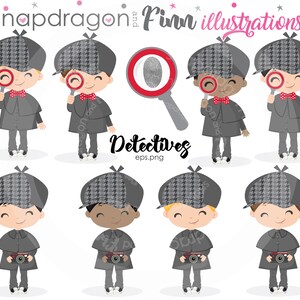 BUY5GET5 Detective Clipart, Spy Clipart, Secret Agent Clipart, Clues ...