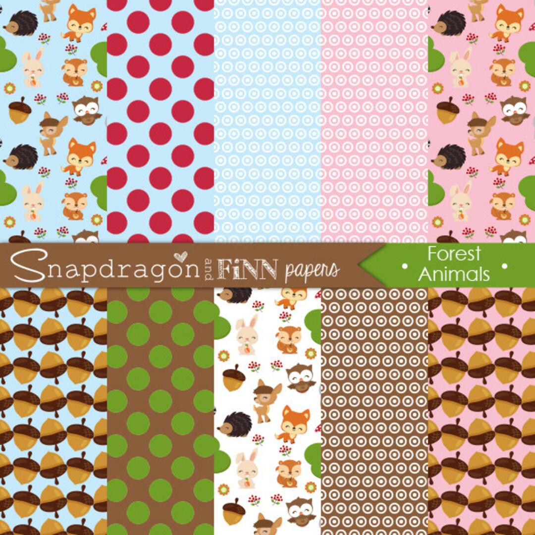 BUY5GET5 Forest Animal Papers, Woodland Digital Papers, Forest Digital ...