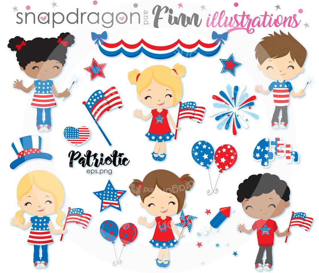 BUY5GET5 Patriotic Clipart, Independence Day, July 4th Clipart ...