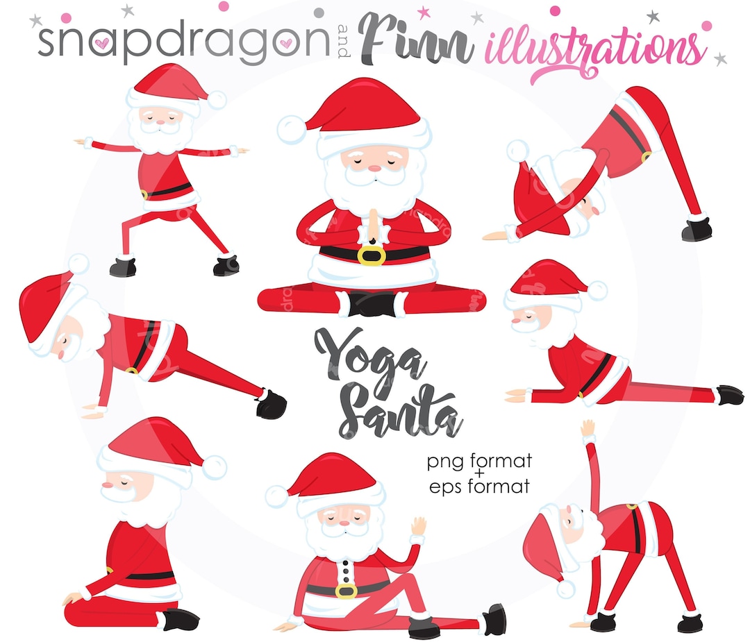 BUY5GET5 Yoga Santa Clipart, Christmas Clipart, Christmas Yoga, Cute ...